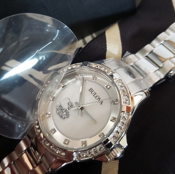 Bulova | Accessories | Nwt Bulova Heart Silver Stainless Steel Watch ...